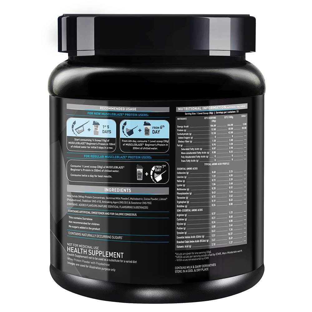 MuscleBlaze Whey Protein for Beginners | Chocolate (0.88 lb)