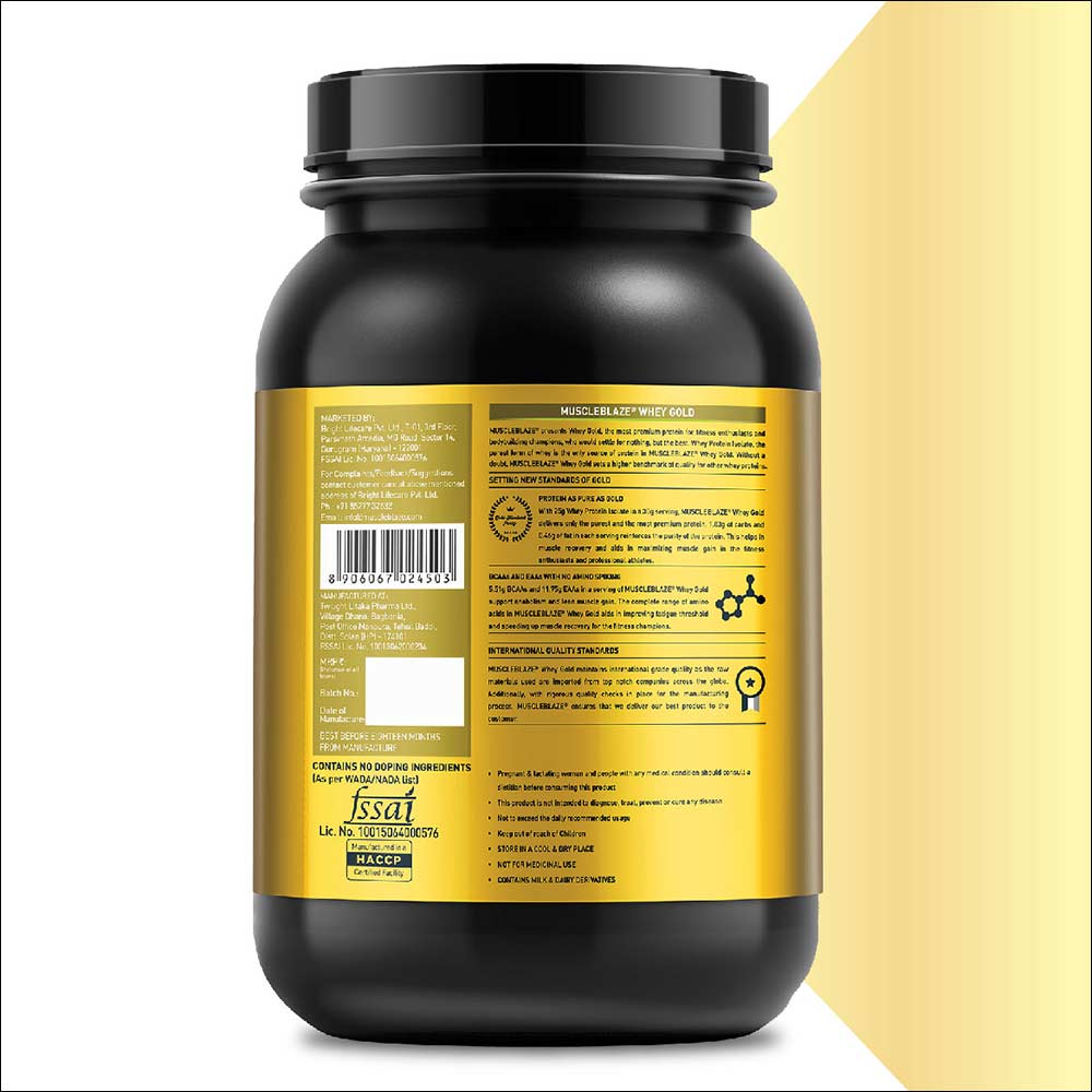 MuscleBlaze Whey Gold Protein Isolate - Mocha Cappuccino (1Kg / 2.2 lb)