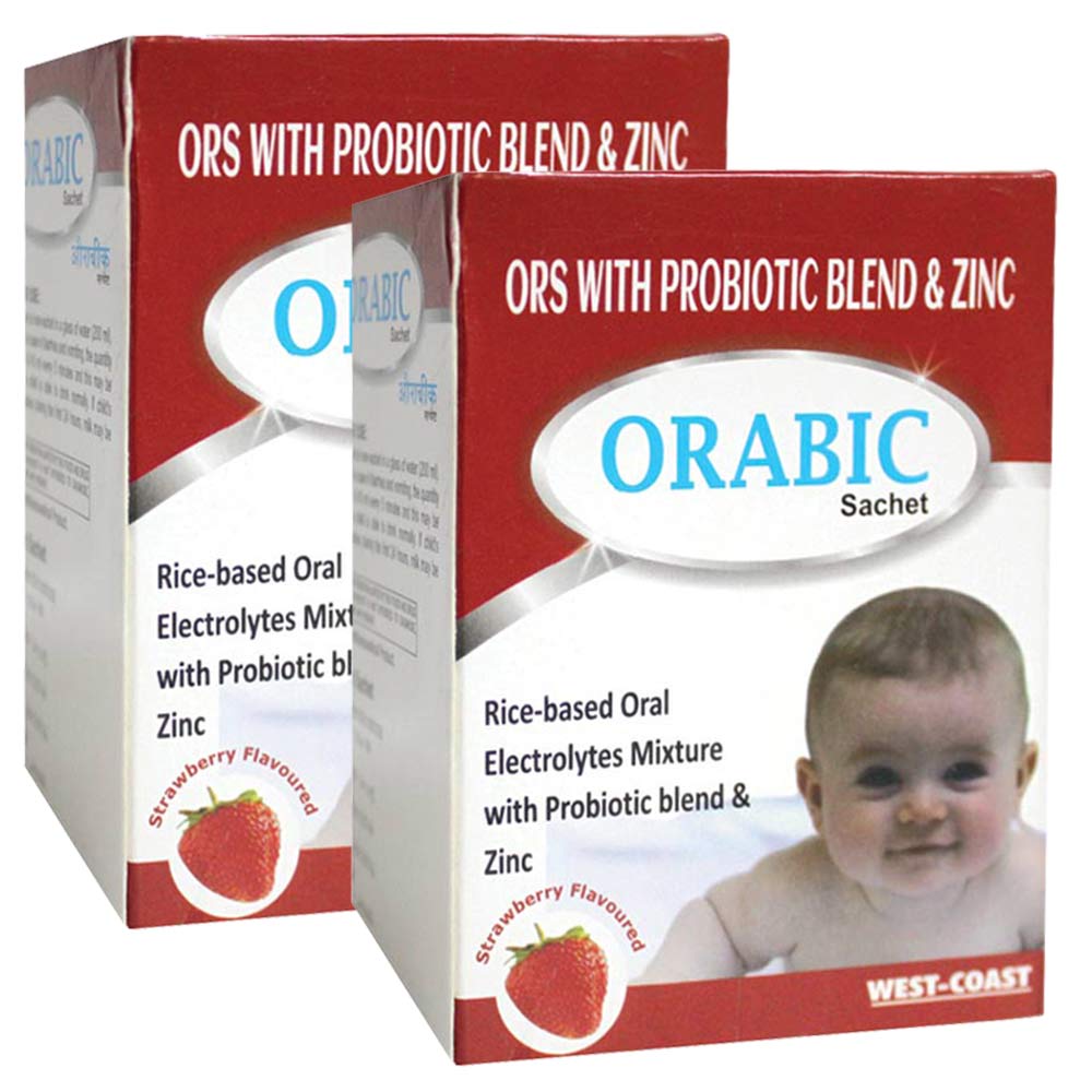 West Coast Orabic ORS with Probiotic & Zinc, 12 sachets/pack Strawberry ...