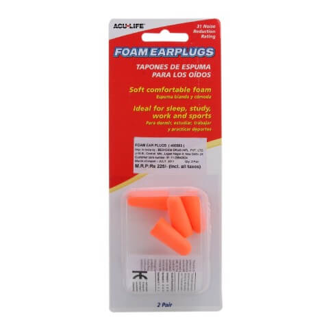 Acu Life Foam Ear Plugs (2 Pair) Universal online in India | HealthKart.com