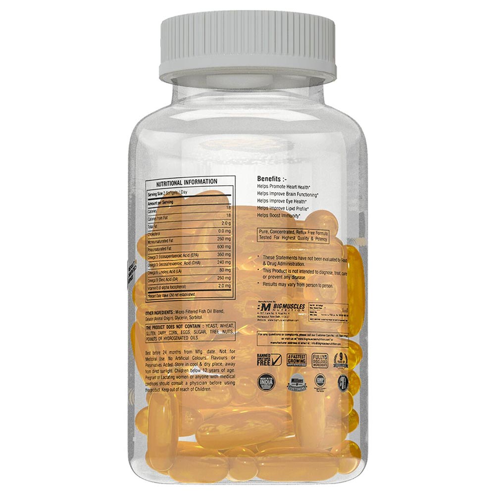 Big Muscles Real Fish Oil Double Strength, 60 softgels at Best Price in ...